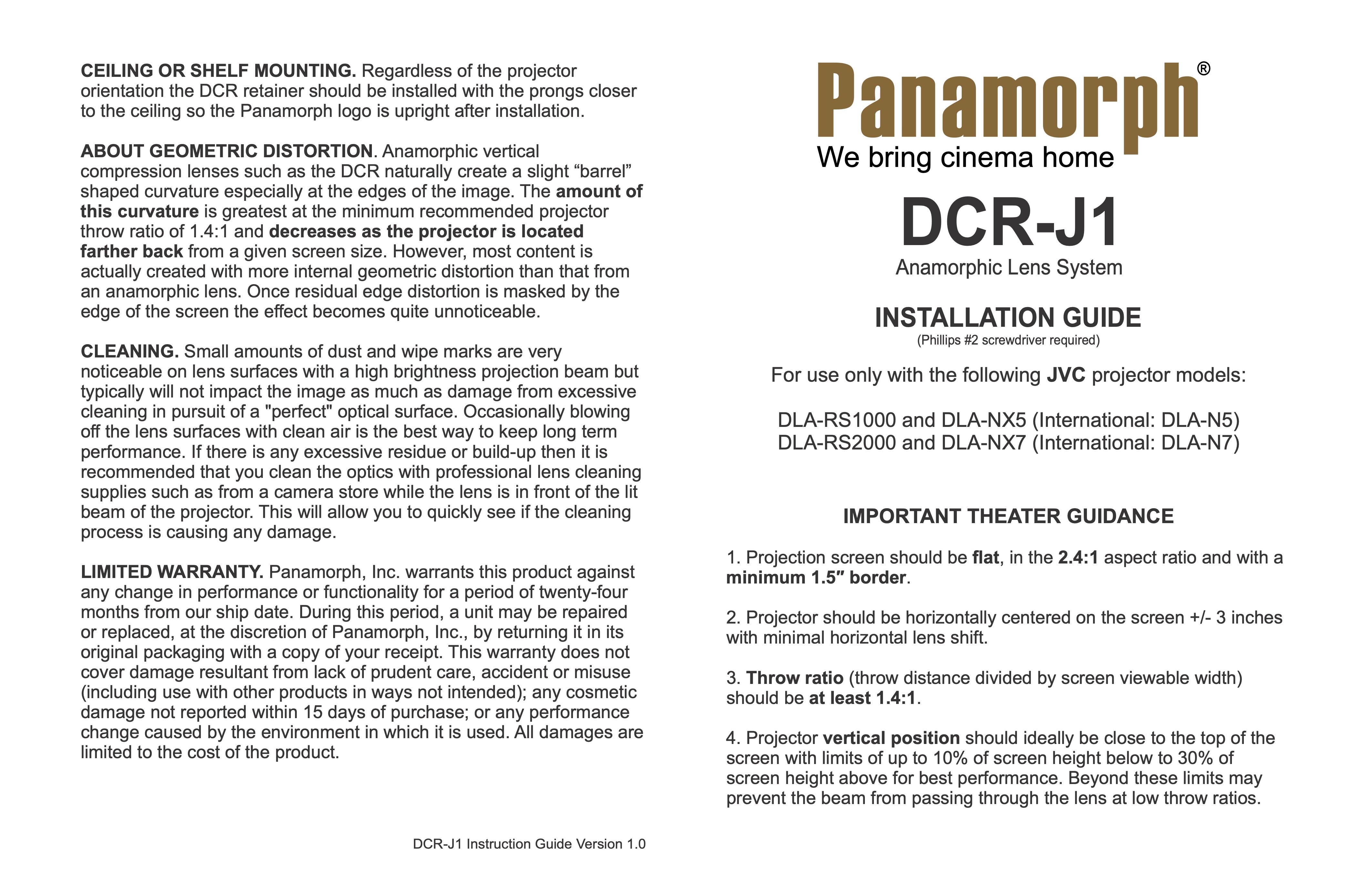 Panamorph - Paladin DCR J1 4K lens system – Home at the movies